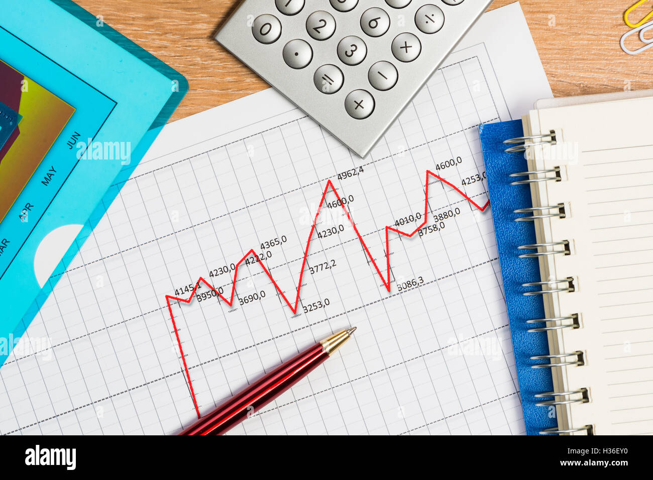 pen and graph growth, workplace businessman Stock Photo - Alamy