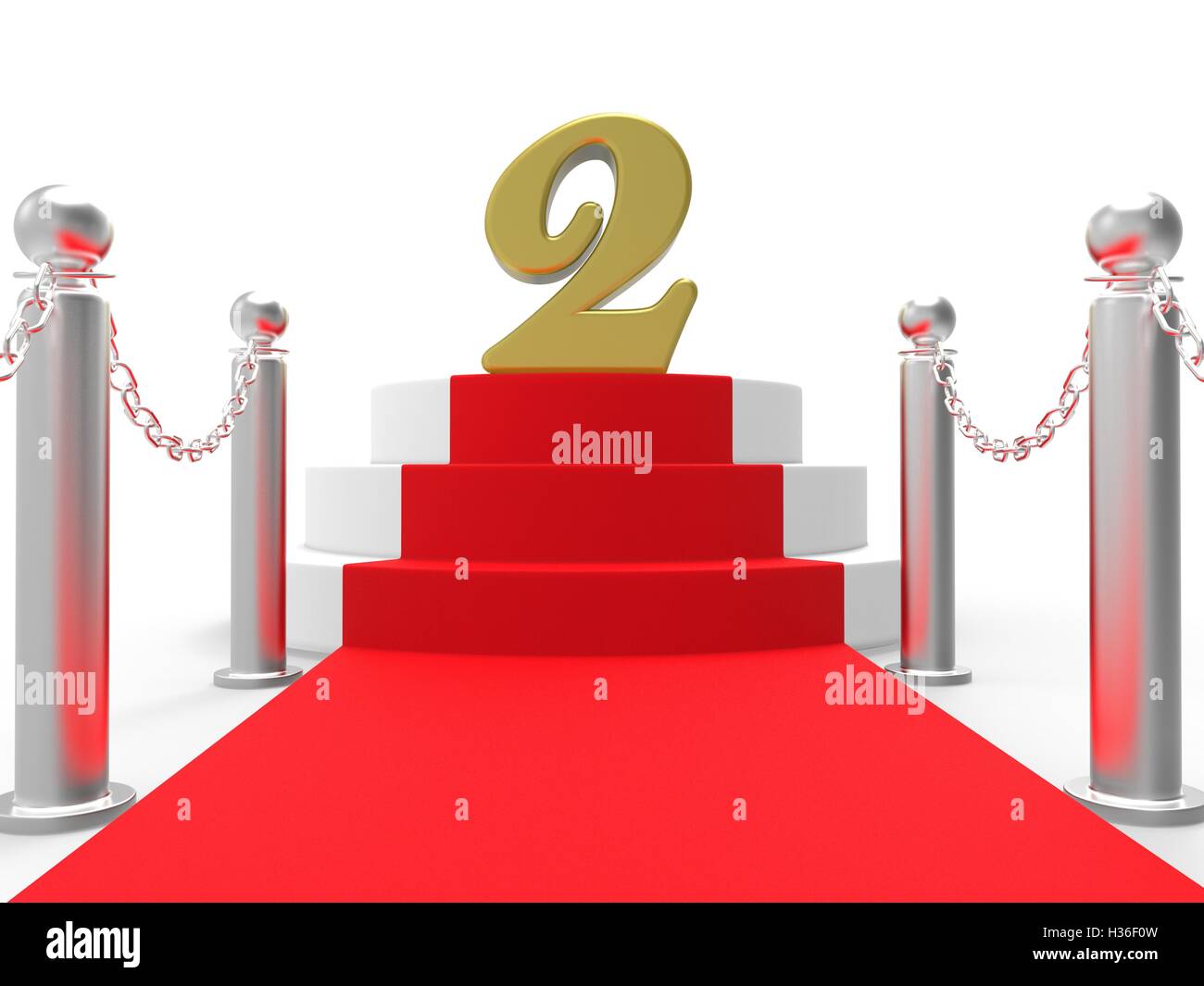 Golden Two On Red Carpet Shows Movies Awards Or Second Place Stock ...