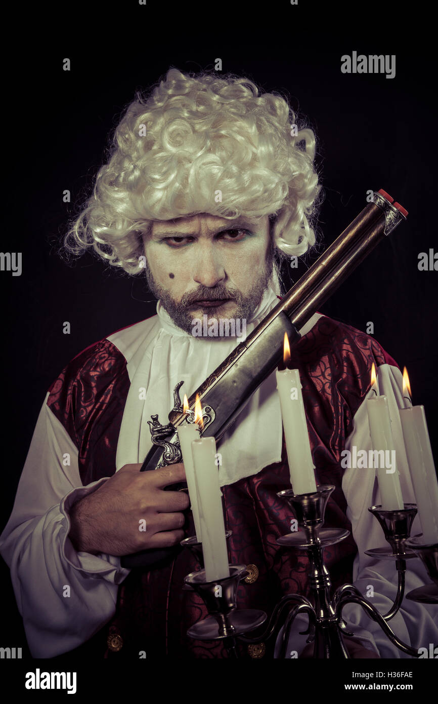 Duel, nineteenth century man, , chandelier with candles Stock Photo - Alamy
