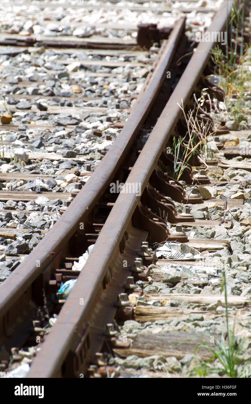 railroad, train rails, detail of railways in Spain Stock Photo - Alamy