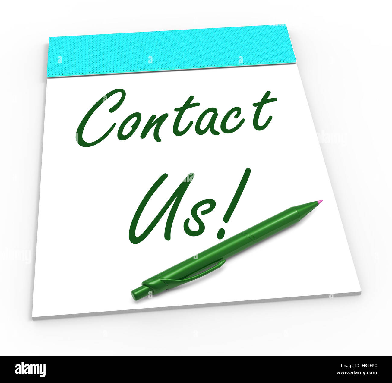 Contact Us! Notebook Means Online Support Or Chat Helpdesk Stock Photo ...