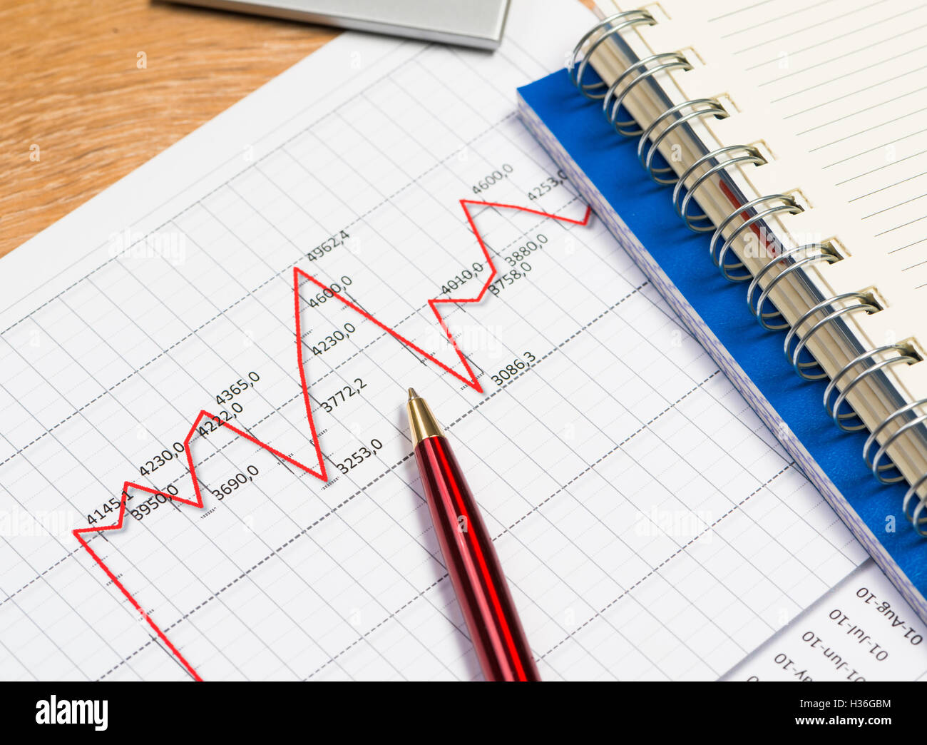 pen and graph growth, workplace businessman Stock Photo - Alamy