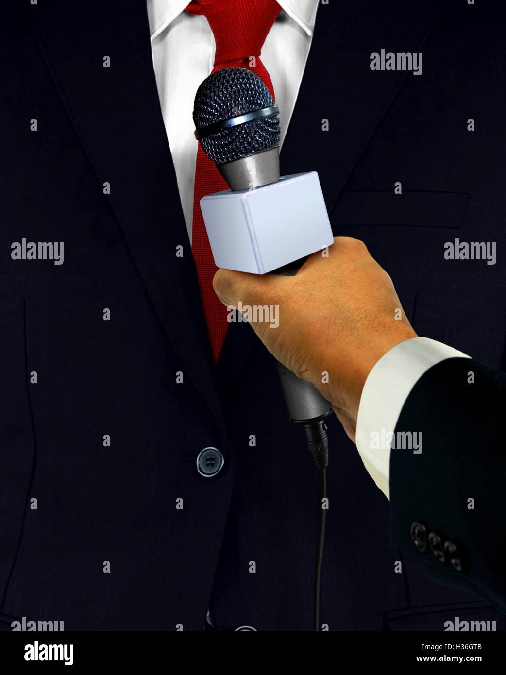 Press Interview with Microphone Stock Photo - Alamy