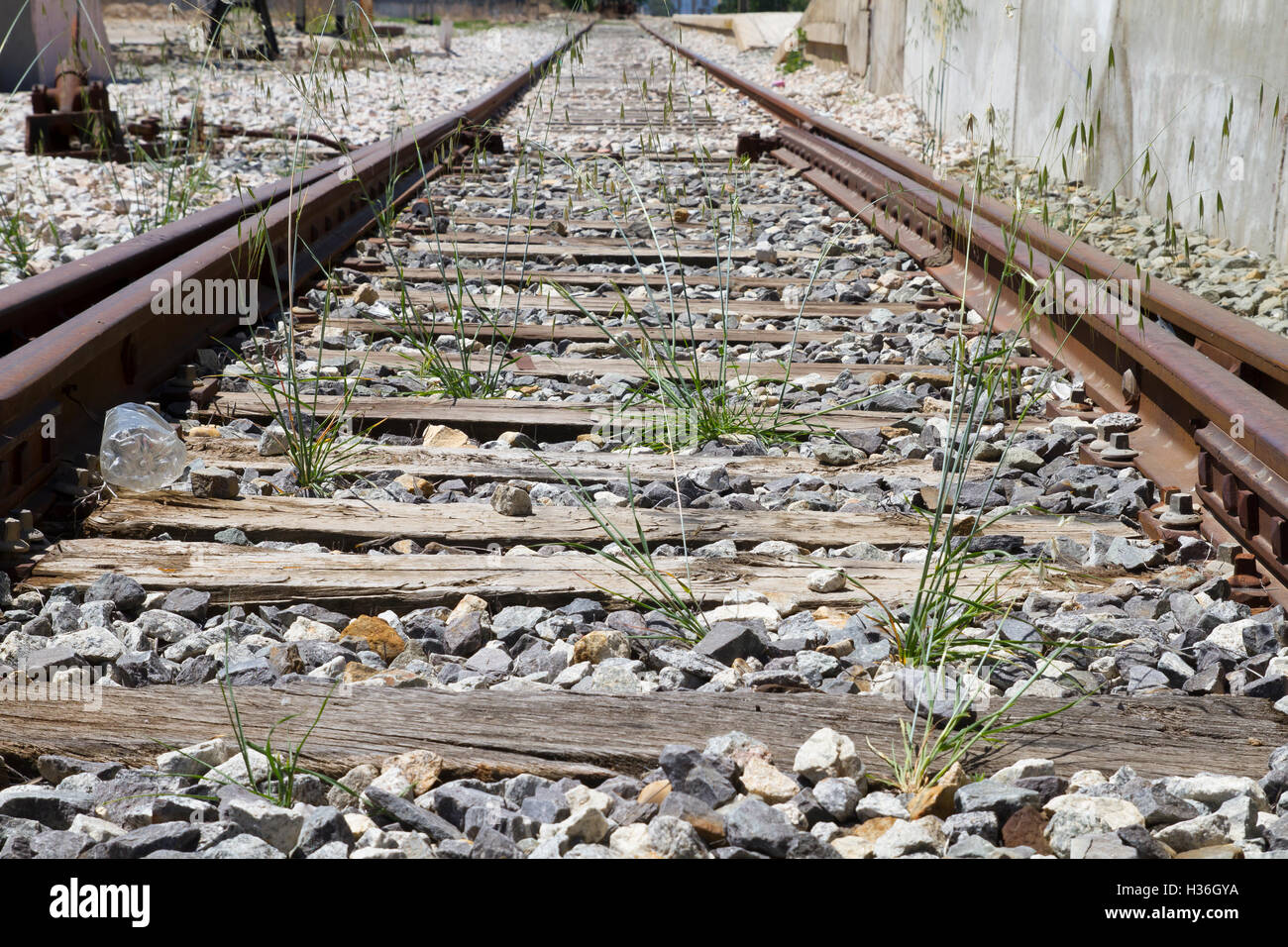 train rails, detail of railways in Spain Stock Photo - Alamy