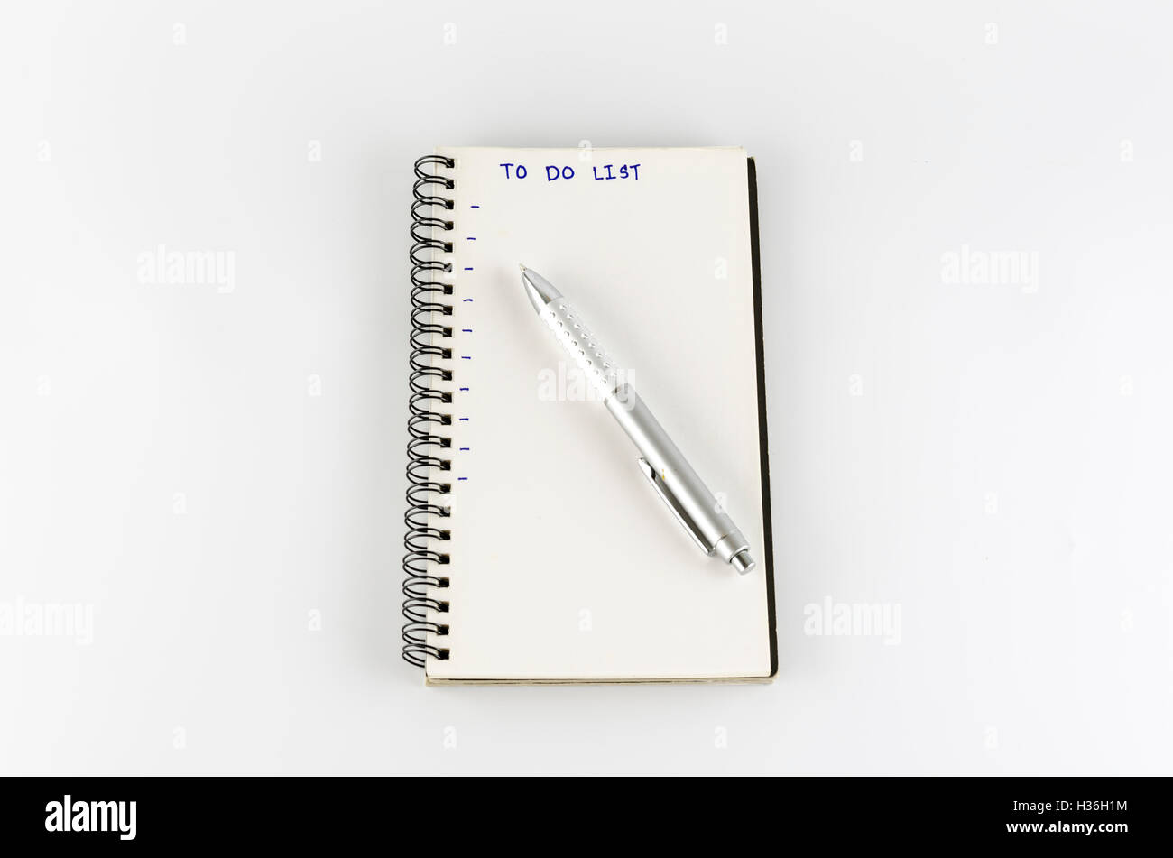 notebook with pen write to do list word Stock Photo - Alamy