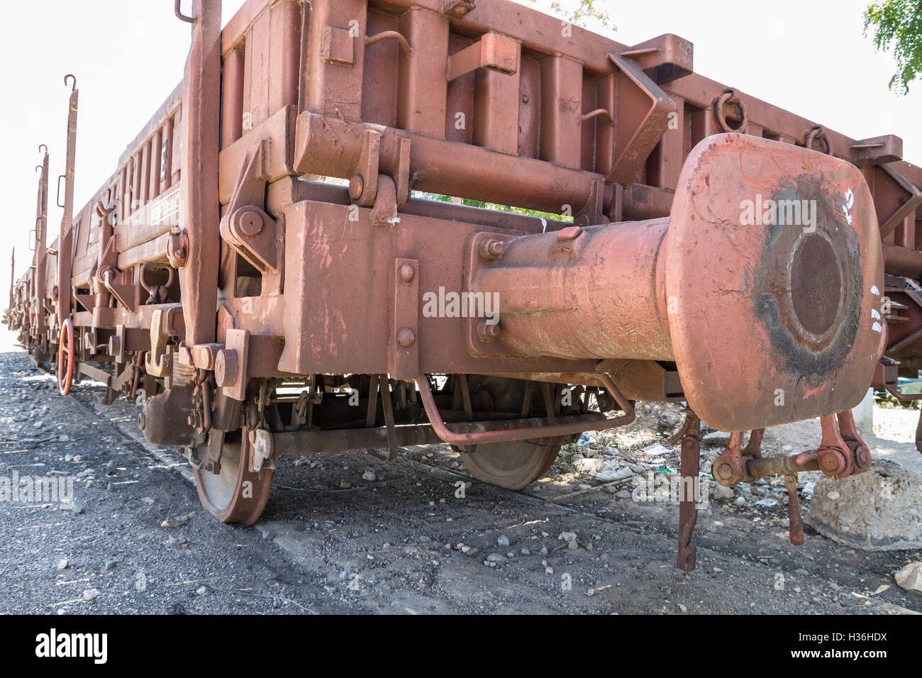 old freight train, metal machinery details Stock Photo - Alamy