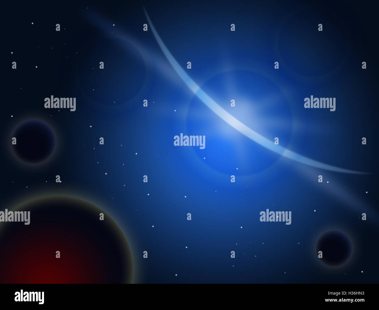 Blue Star Behind Planet Means Bright Sphere Or Stratosphere Stock Photo ...