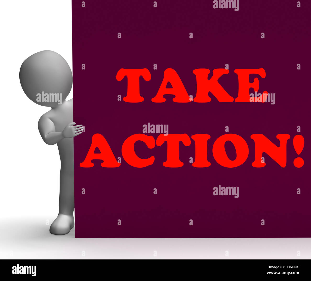 Take Action Sign Shows Inspirational Encouragement Stock Photo - Alamy