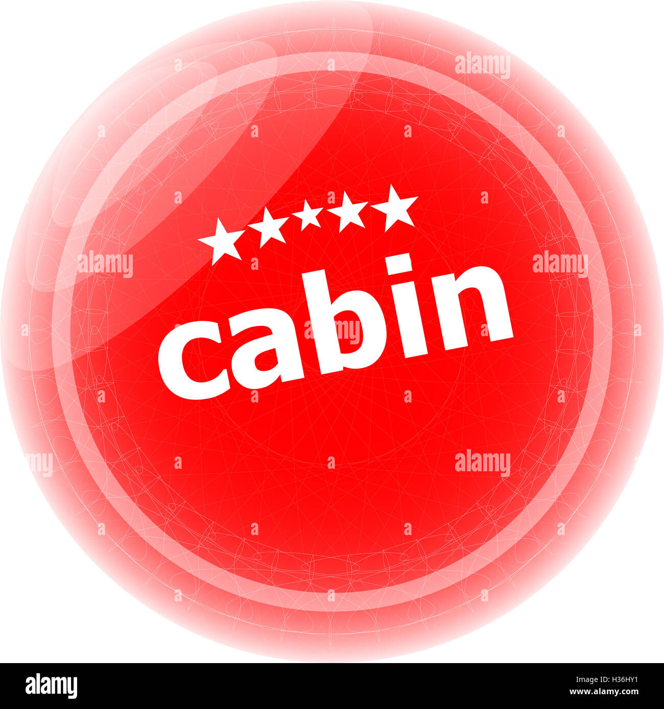 cabin word stickers red button, web icon button Stock Photo - Alamy