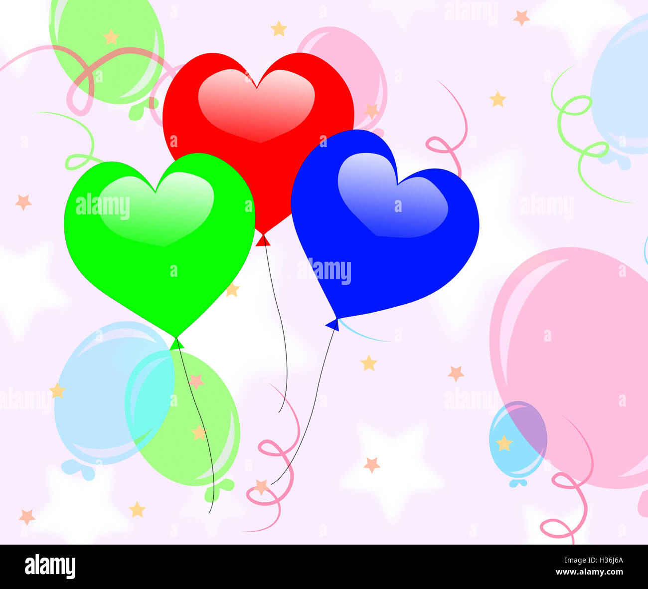 Colourful Heart Balloons Mean Romantic Party Or Celebration Stock Photo ...