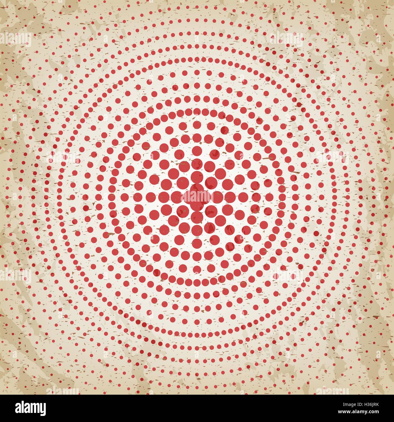 Abstract grunge vintage background of red dots. Evenly decrease size of ...