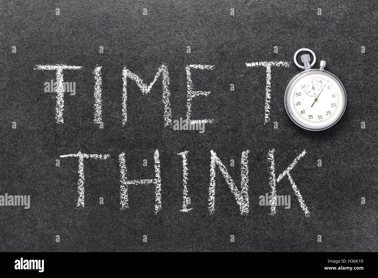 time to think phrase handwritten on chalkboard with vintage precise ...