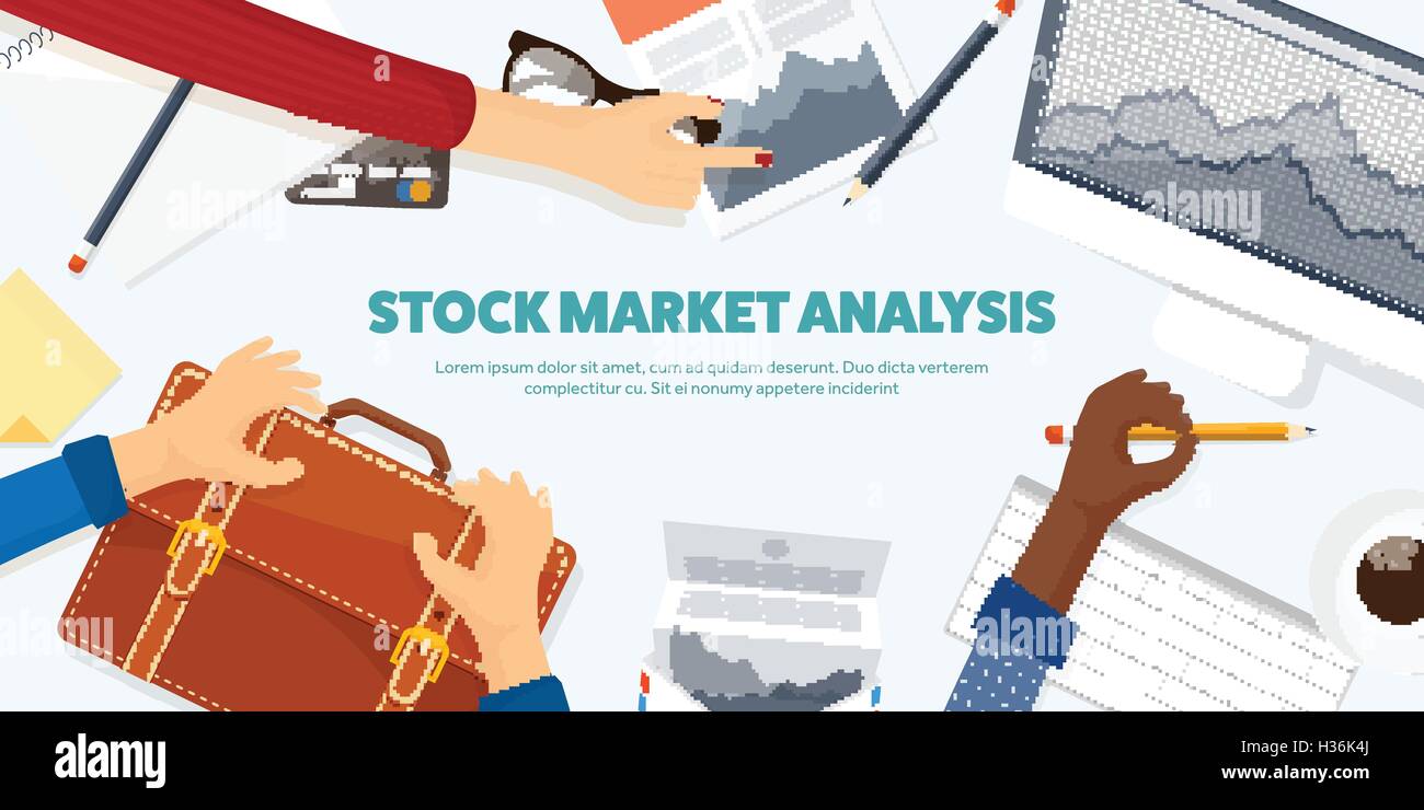 Vector illustration. Flat background. Market trade. Trading platform ...