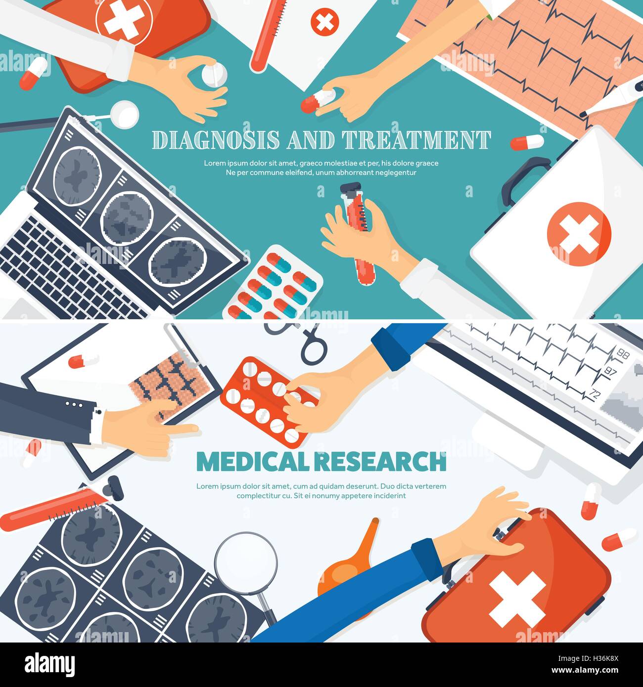 Medical flat background. Health care,first aid,research, cardiology ...