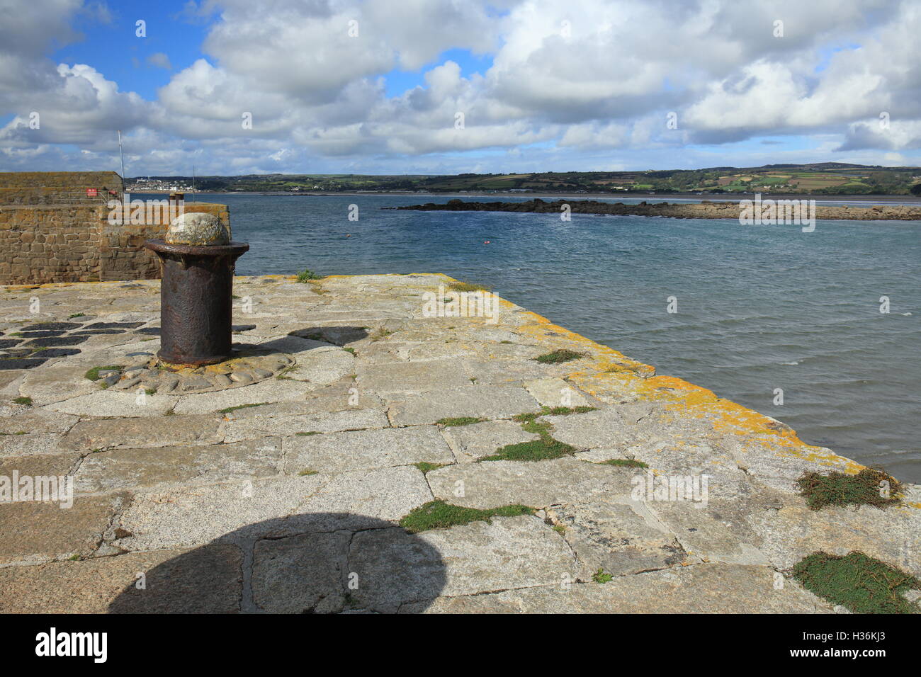 View from St Michael's Mount harbour towards Marazion, Cornwall ...