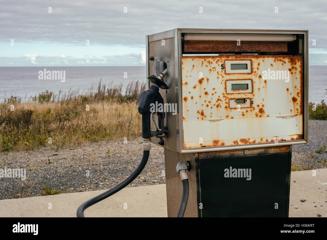 Old dirty gas station, symbolizing the end of fossil energy Stock Photo ...