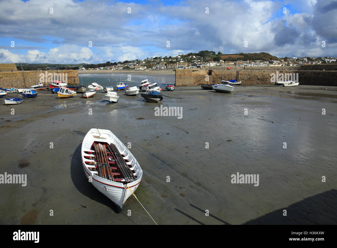 View from St Michael's Mount harbour towards Marazion, Cornwall ...