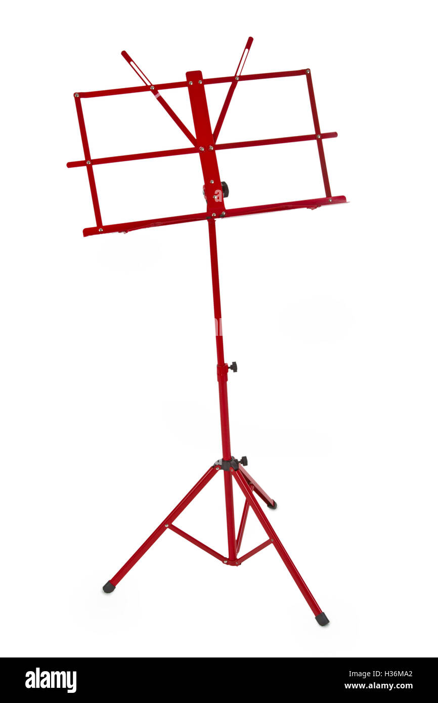 Red music stand isolated on white background Stock Photo - Alamy