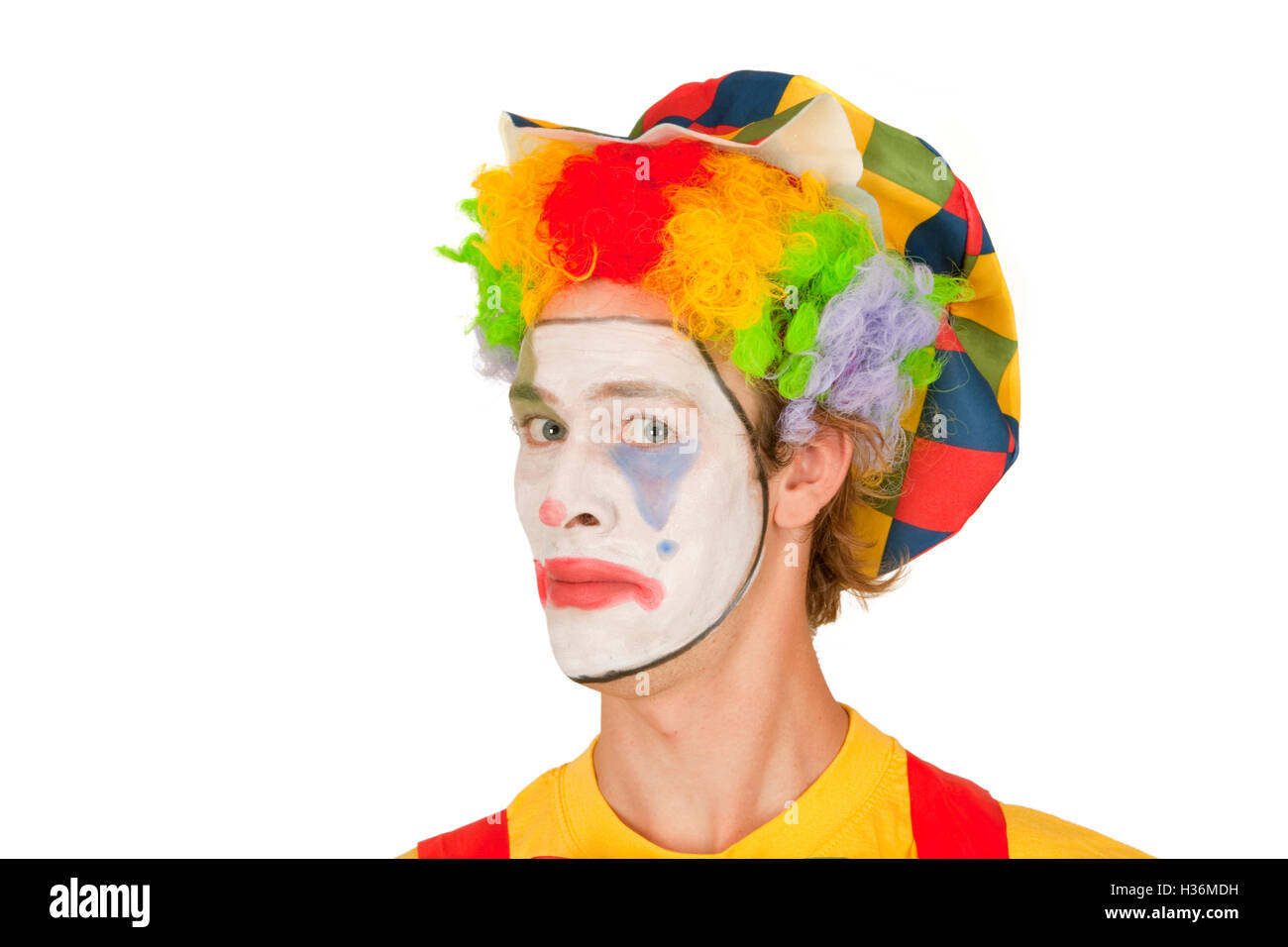Portrait of colorful Clown isolated on white background Stock Photo - Alamy