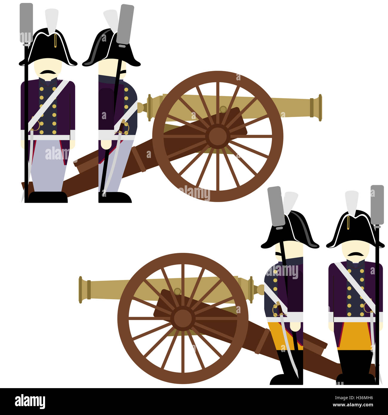 French Army soldiers in uniforms and weapons were used in the 1812 war ...