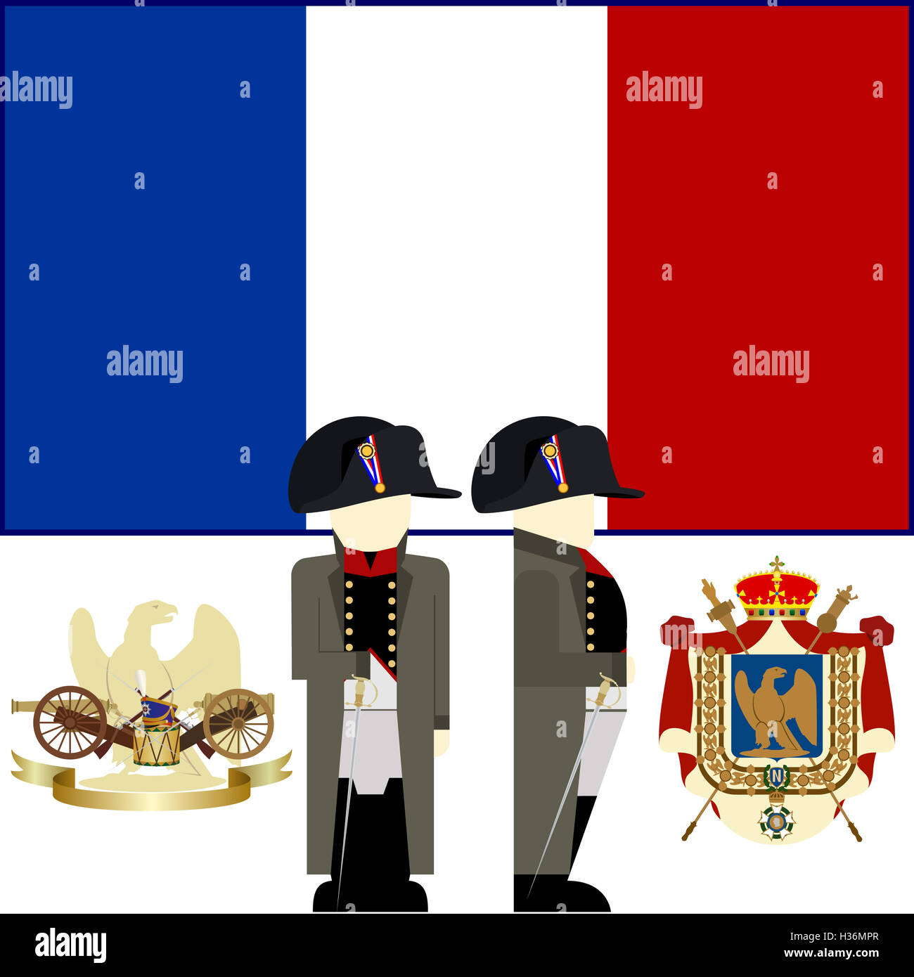 The coat of arms and flag of France during the reign of Emperor ...