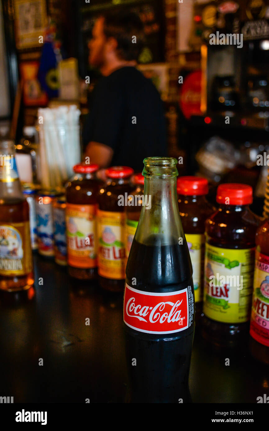 A vintage Coca-Cola bottle on the bar inside Sun Studio Recording ...