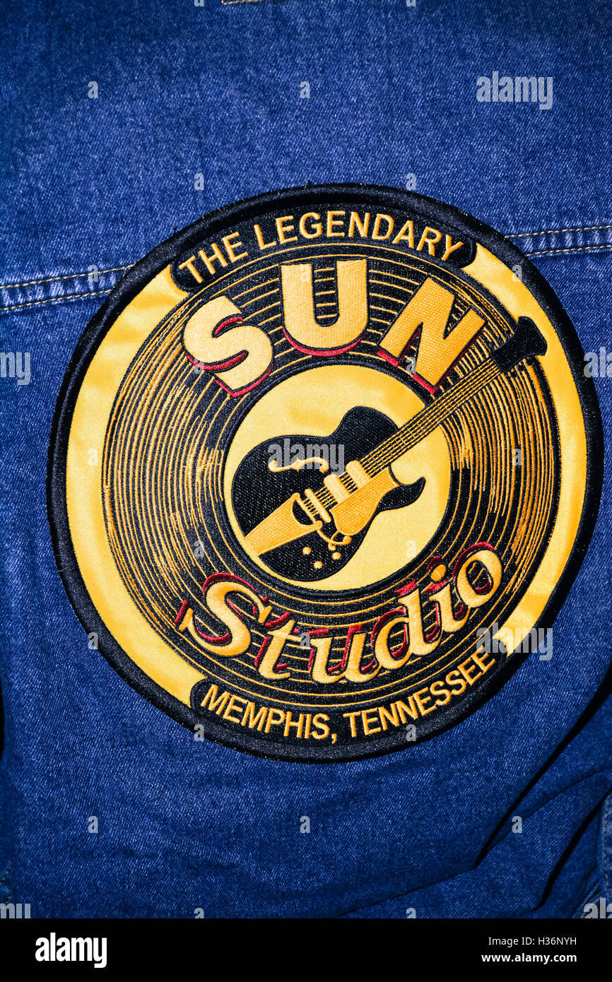 Back of a denim jacket display inside Legendary Sun Record Studio shows ...