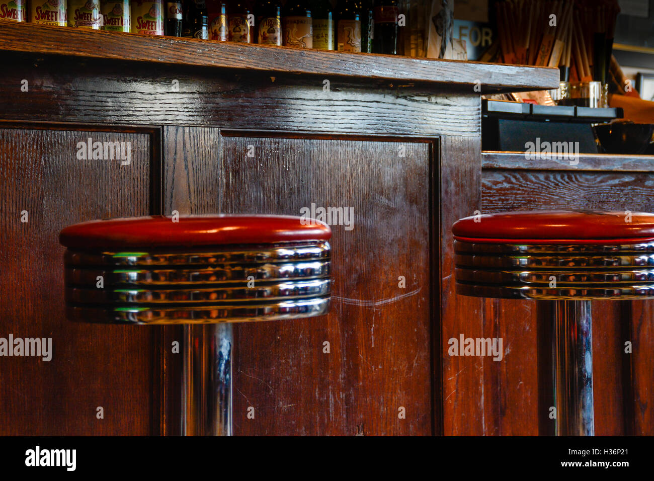 Empty bar stool red High Resolution Stock Photography and Images - Alamy