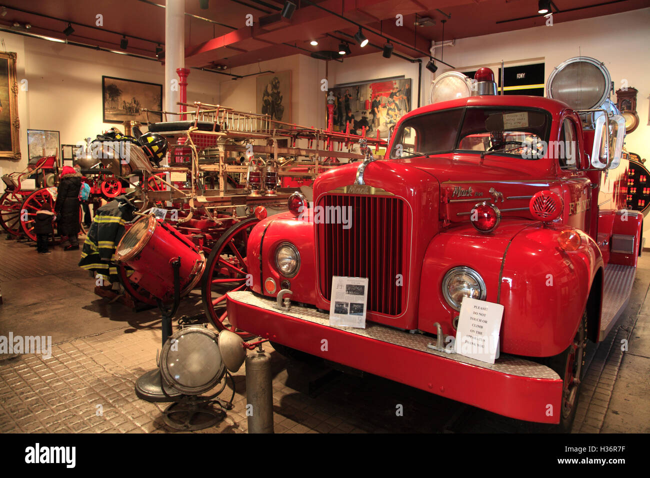 Historical fire engineerings display in New York City Fire Museum.New ...