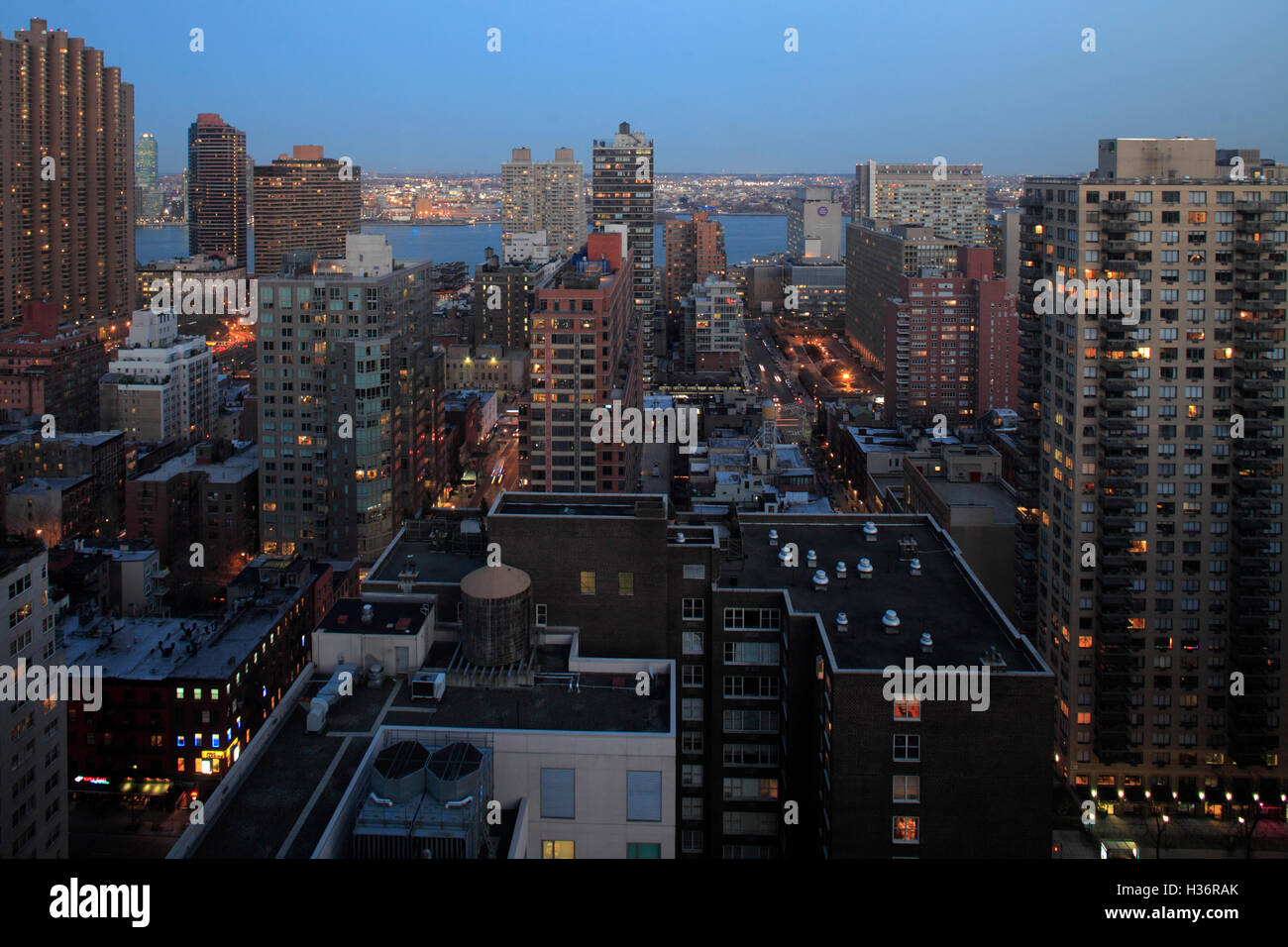The night view of Midtown Manhattan with East River in the background.New York City.New York.USA ...