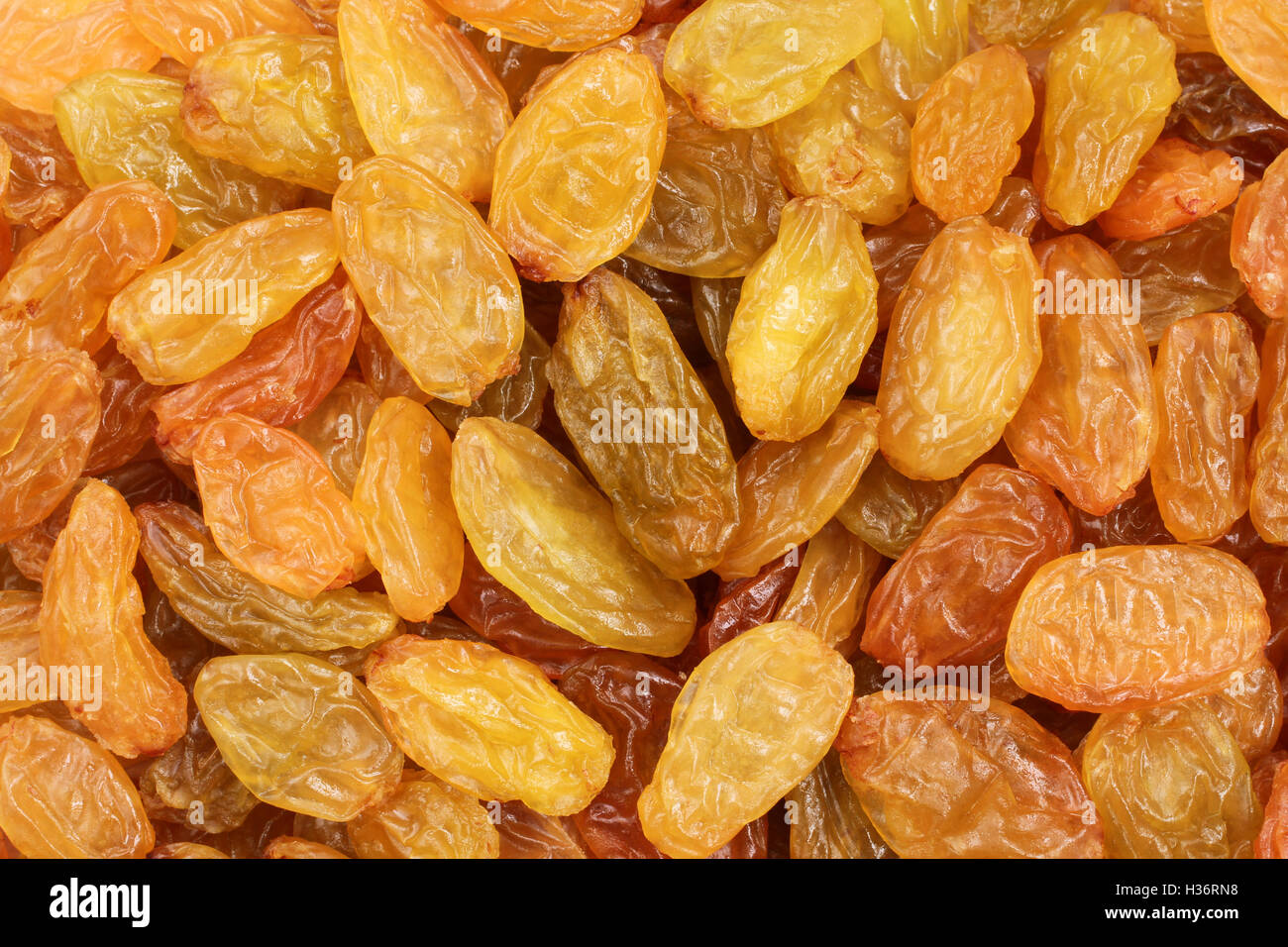Heap of Golden Jumbo raisins. Background. Closeup Stock Photo - Alamy