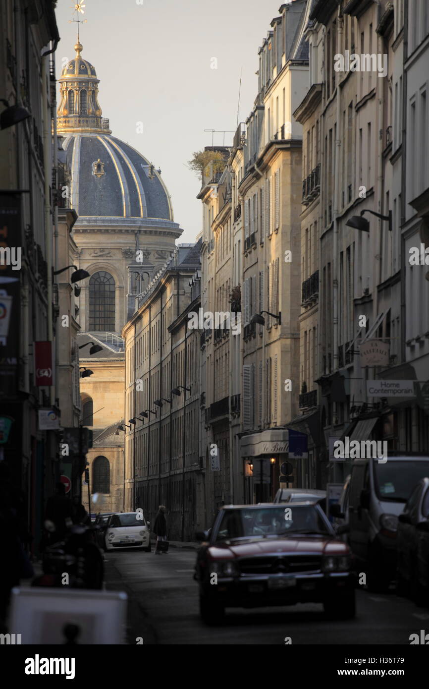 The view of the dome of L'Academie Francaise (French Academy) from Rue ...