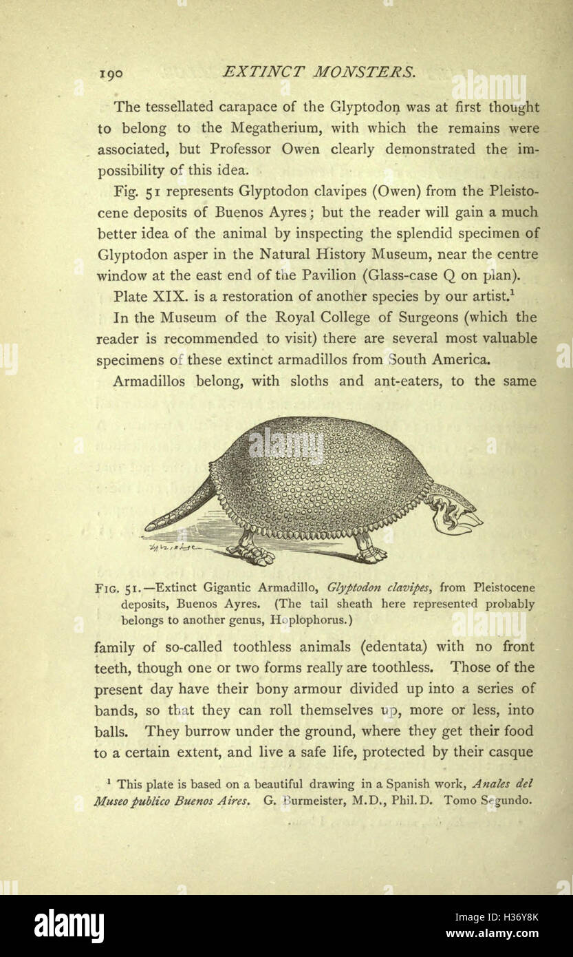 This page from 'Extinct Monsters' discusses the study of long-extinct ...