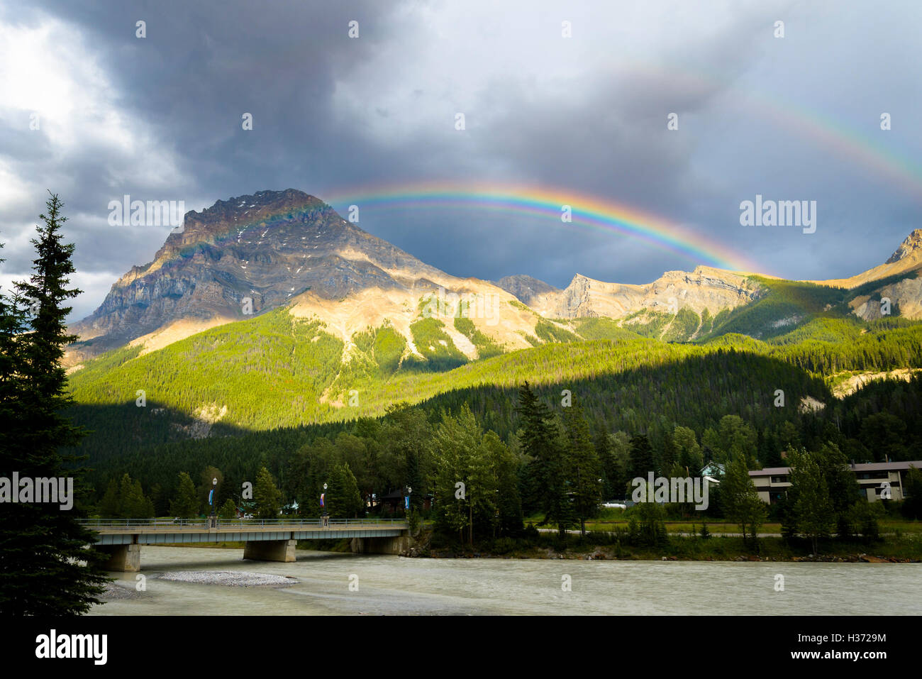 Nature Rainbow Over Mount Rainbow Over The Mountain, Mountain, Forest,