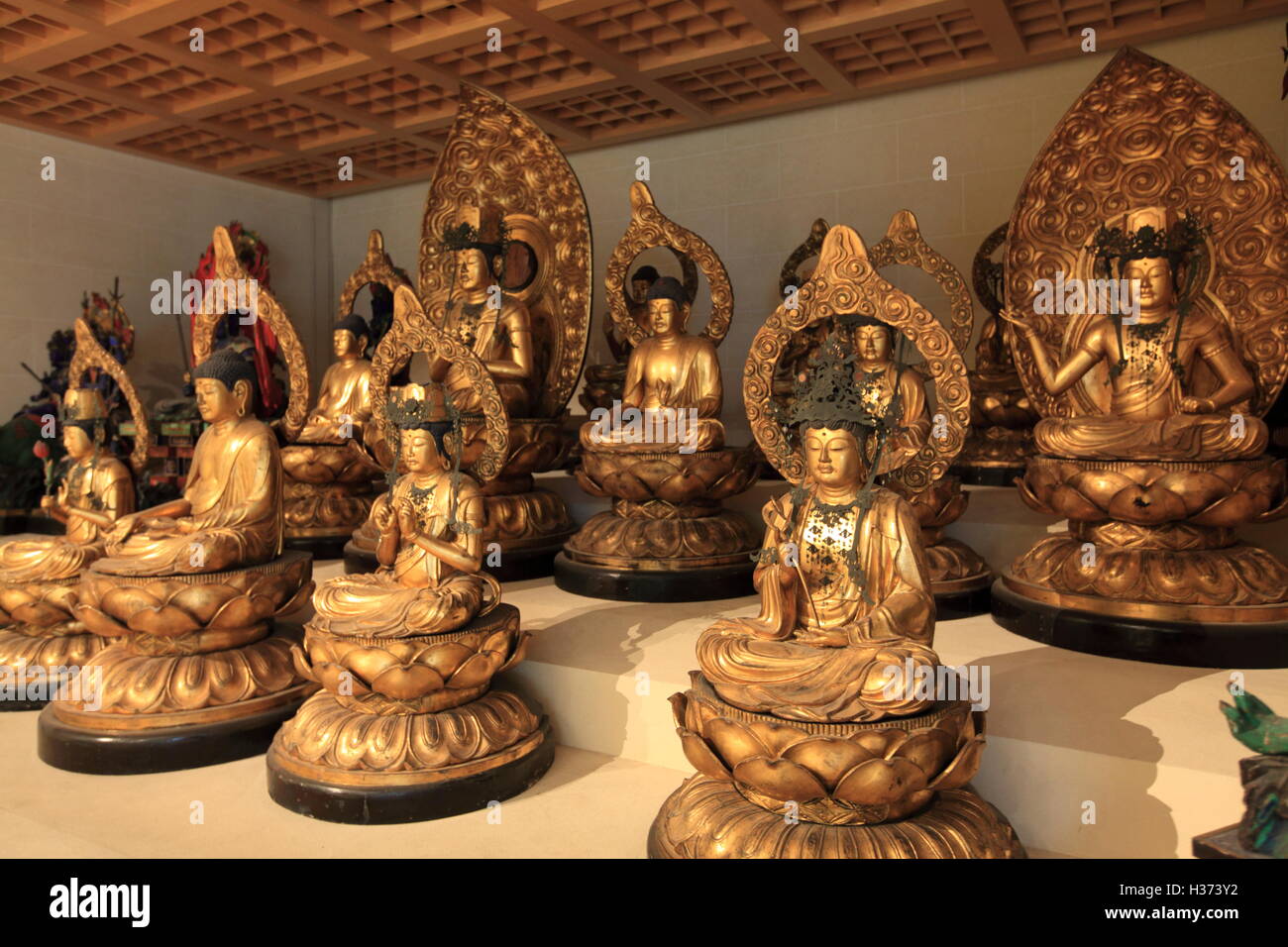 Antique Japanese buddha statues display in Galeries du Pantheon ...