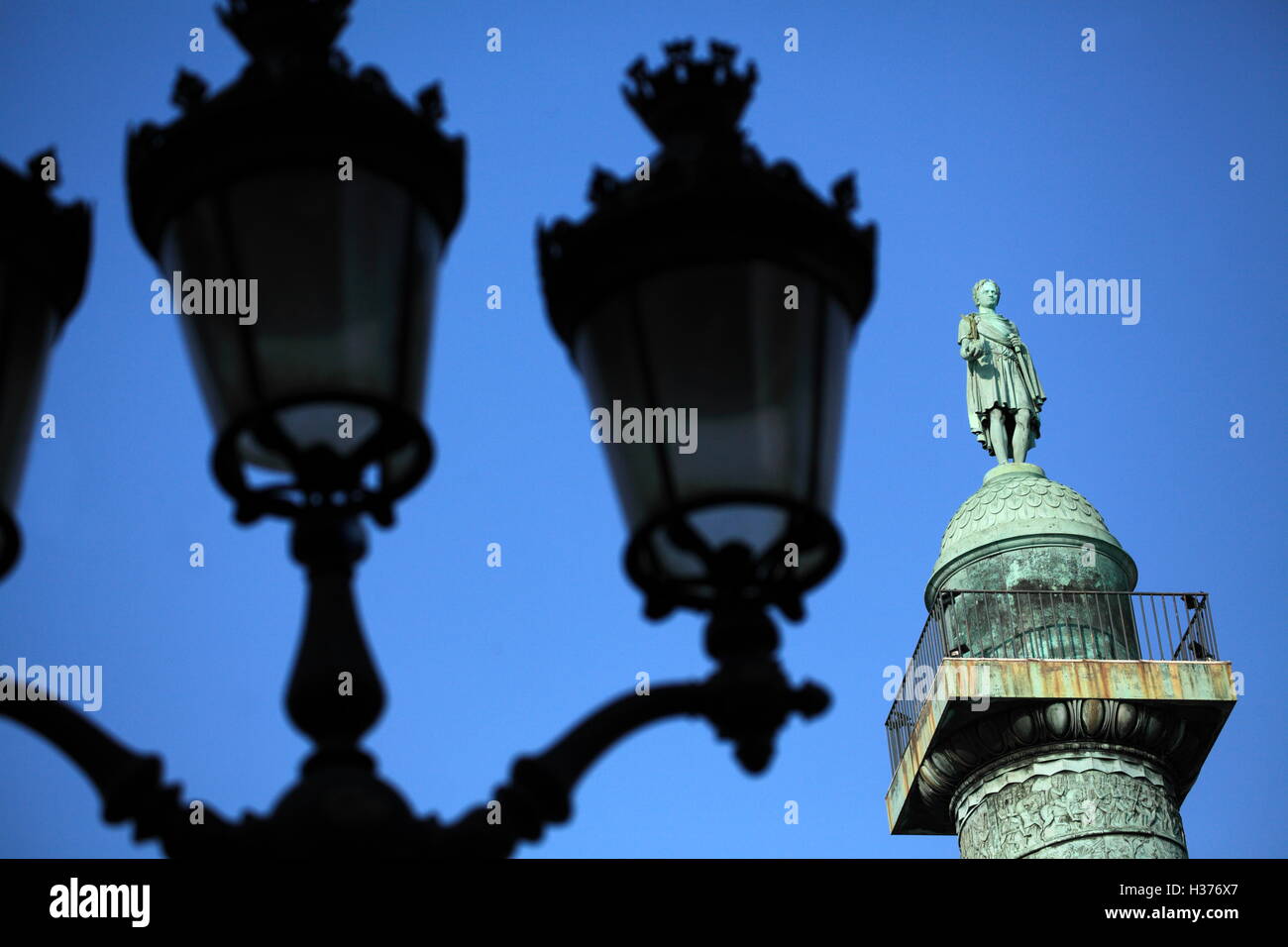 The statue of Napoleon on top of the Vendome Column in Place Vendome ...