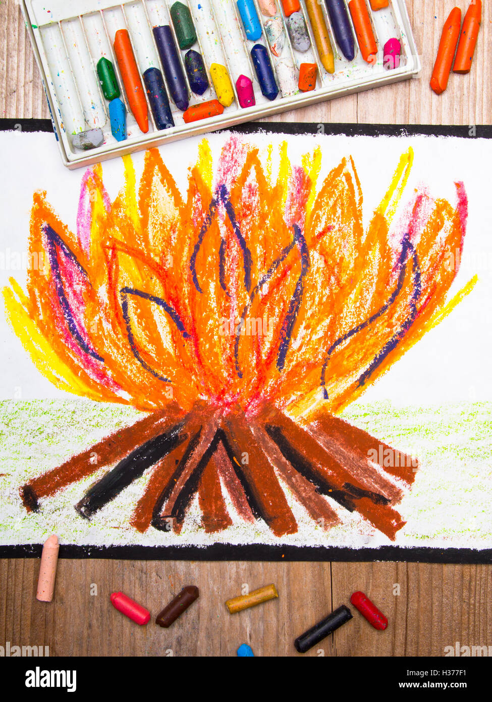 Colorful Drawing Campfire High Resolution Stock Photography and Images ...