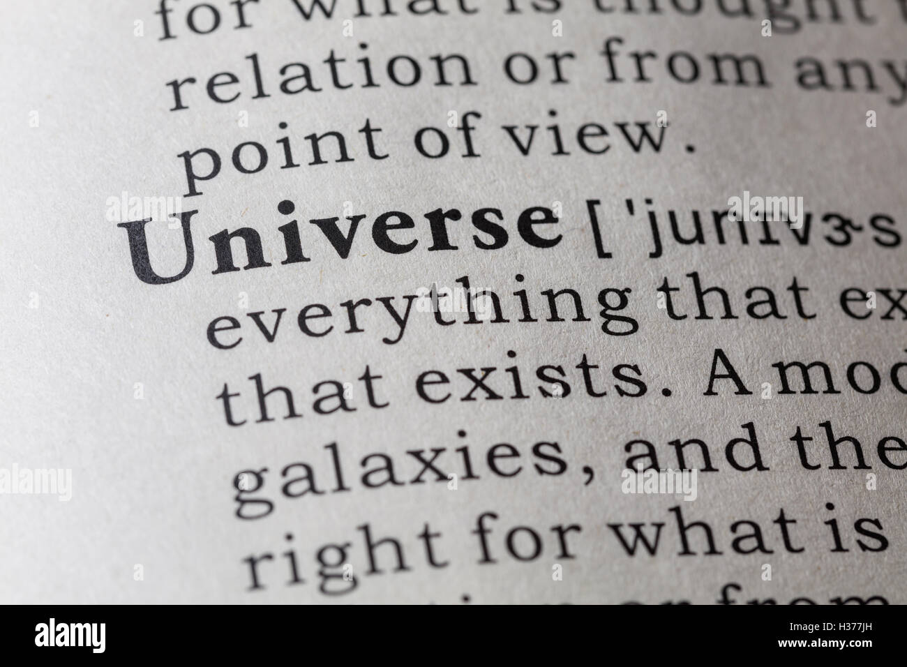 Fake Dictionary, Dictionary definition of the word Universe Stock Photo ...