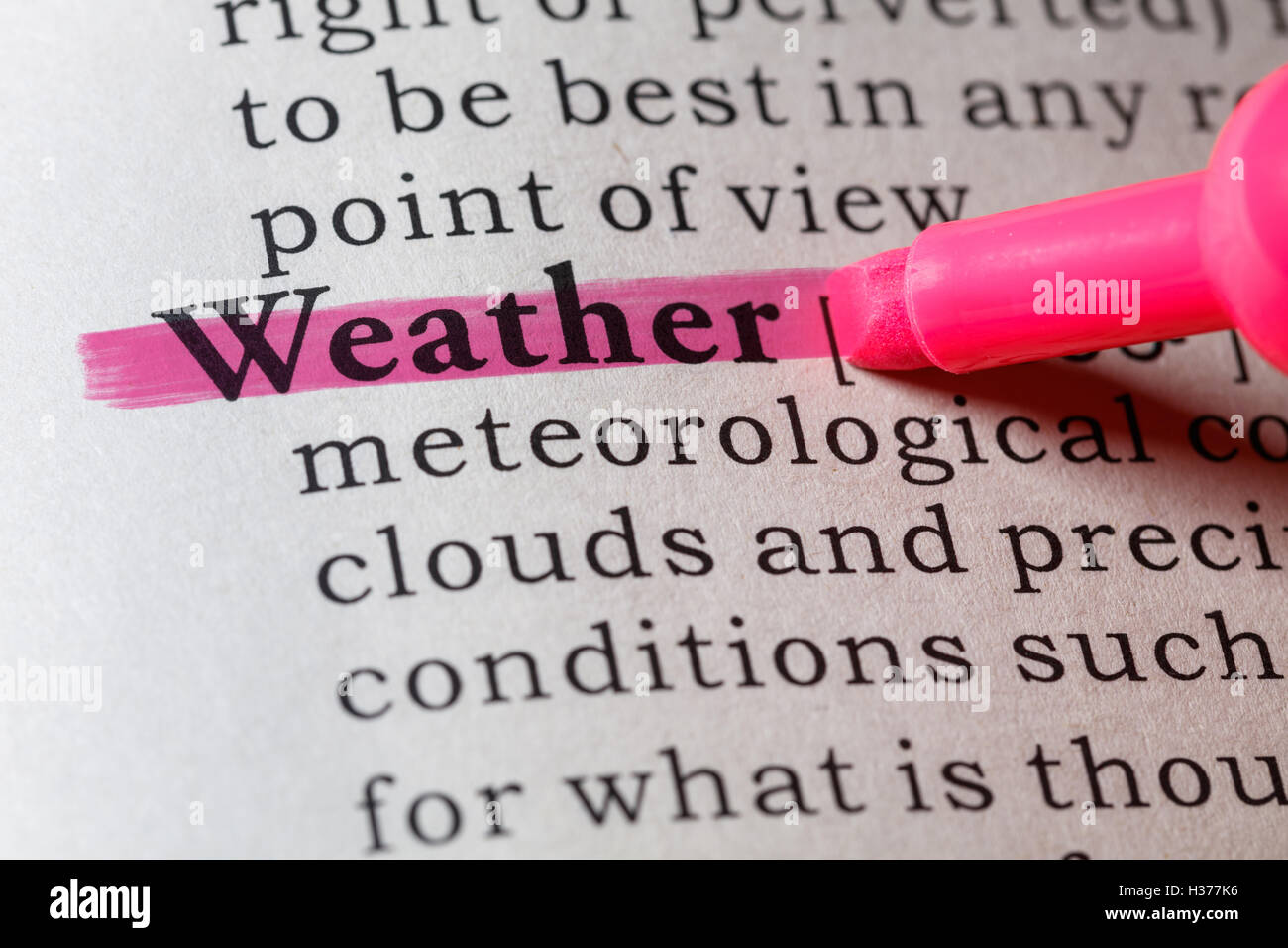 Fake Dictionary, Dictionary definition of the word Weather Stock Photo ...