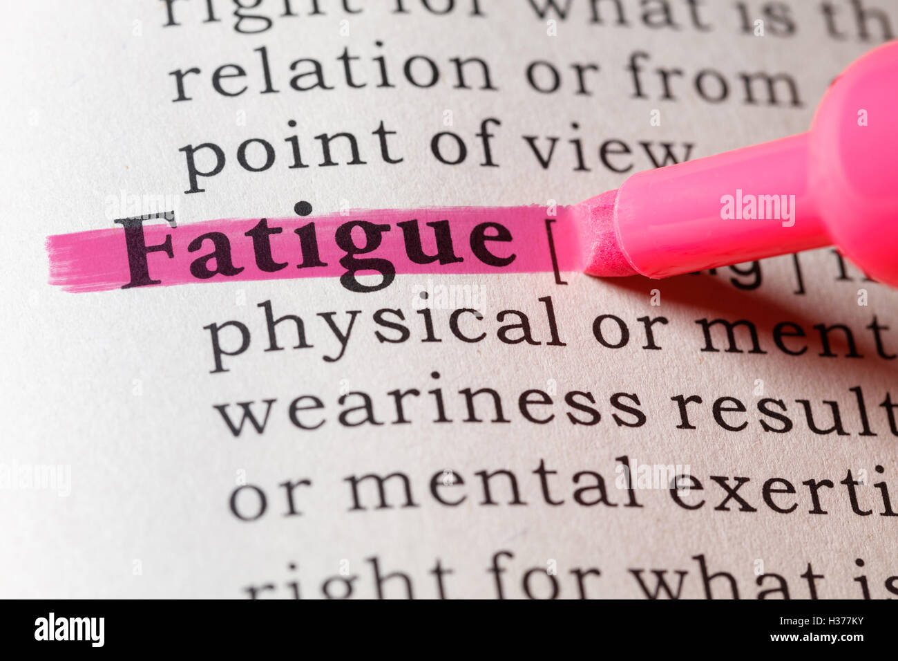 Fake Dictionary, Dictionary definition of the word fatigue Stock Photo ...
