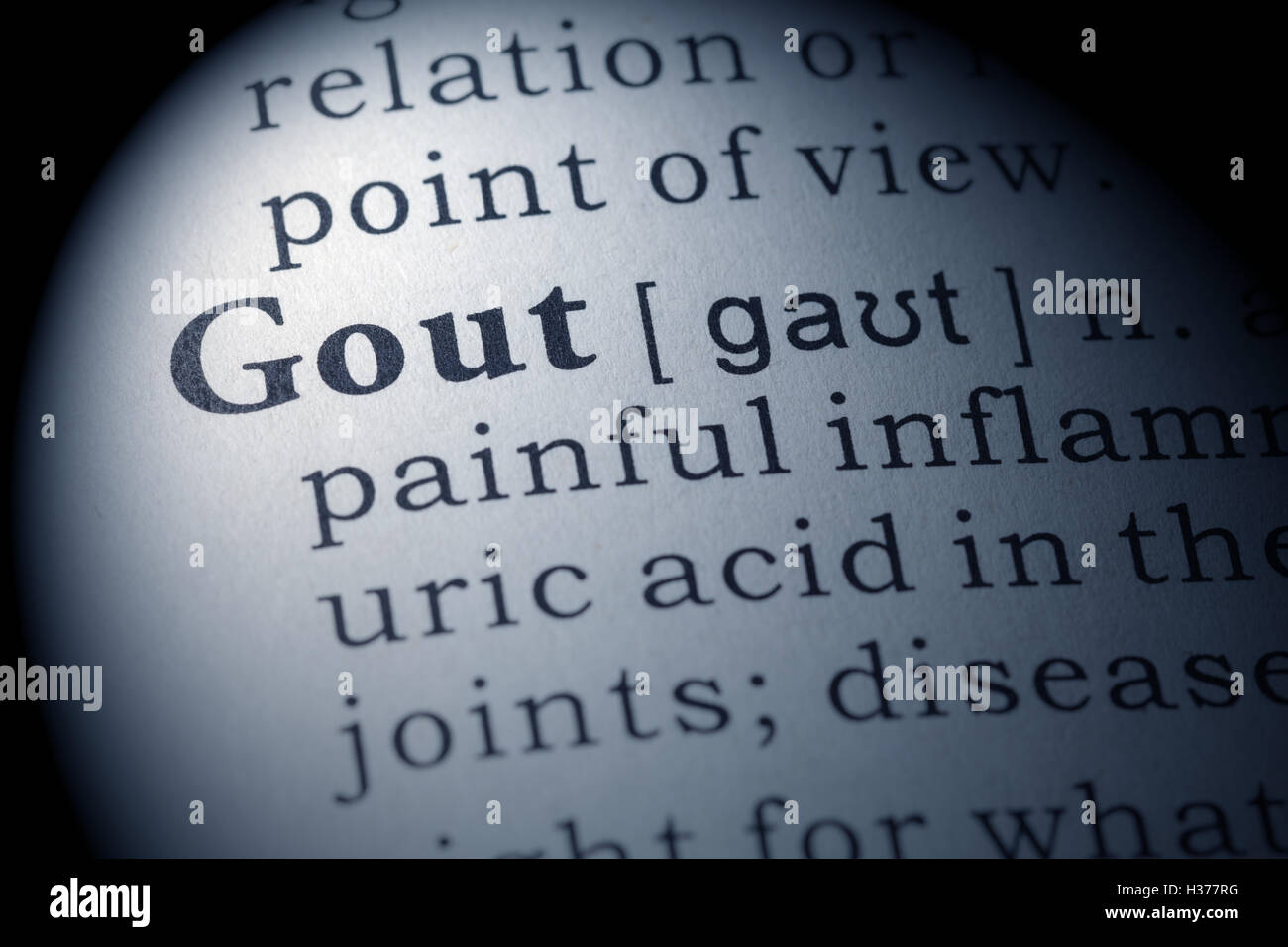 Fake Dictionary, Dictionary definition of the word gout Stock Photo - Alamy
