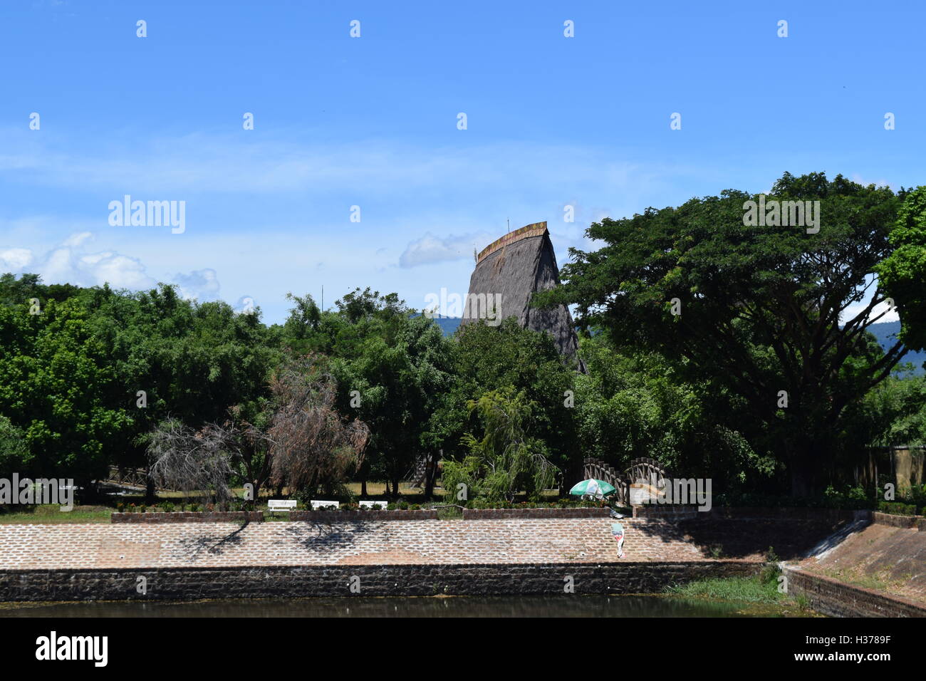 rooftop of Rong house dorminant the tree. Rong house is communal house ...