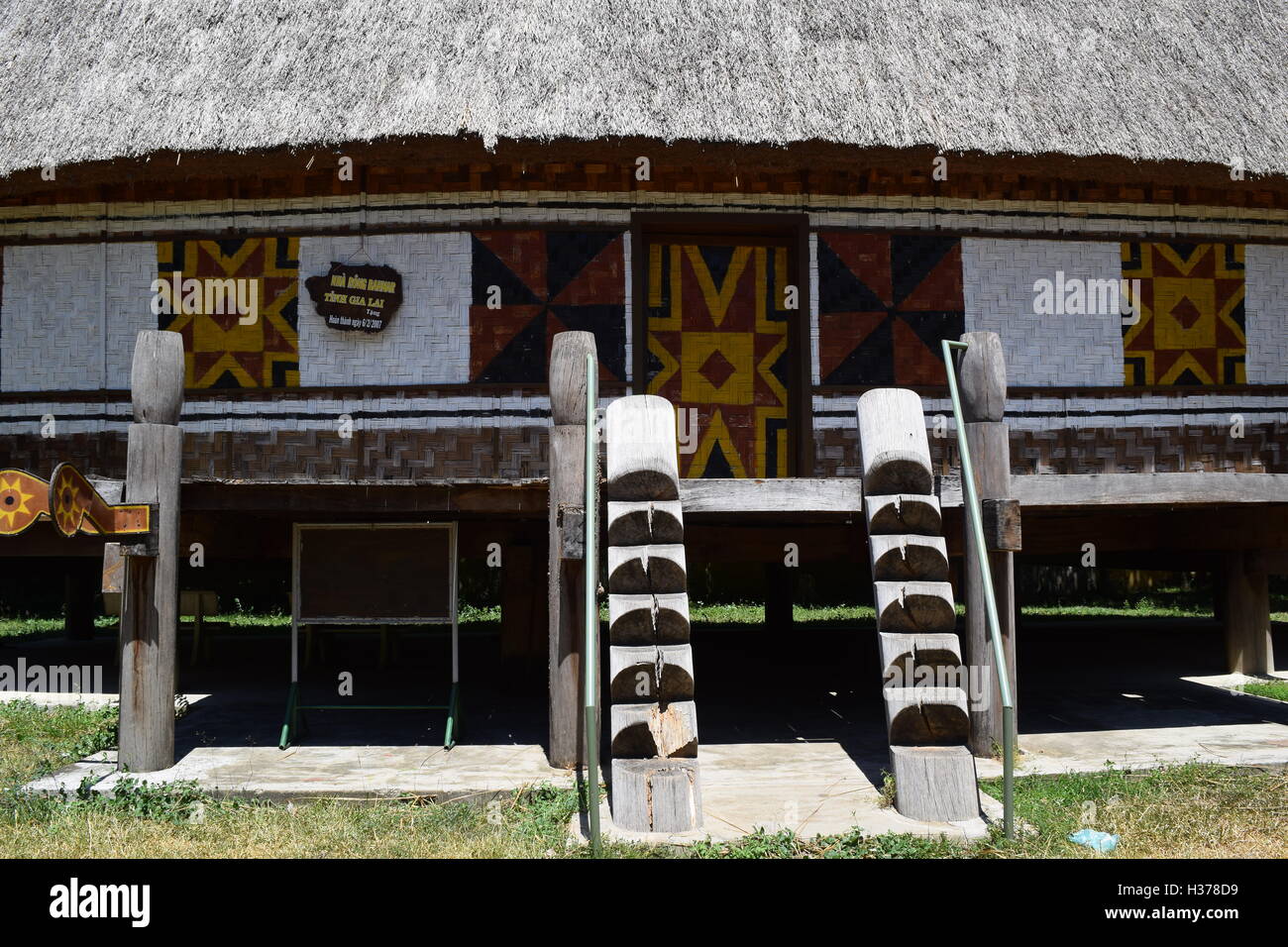 traditional Rong house in ethnic villages in highland Vietnam. This ...