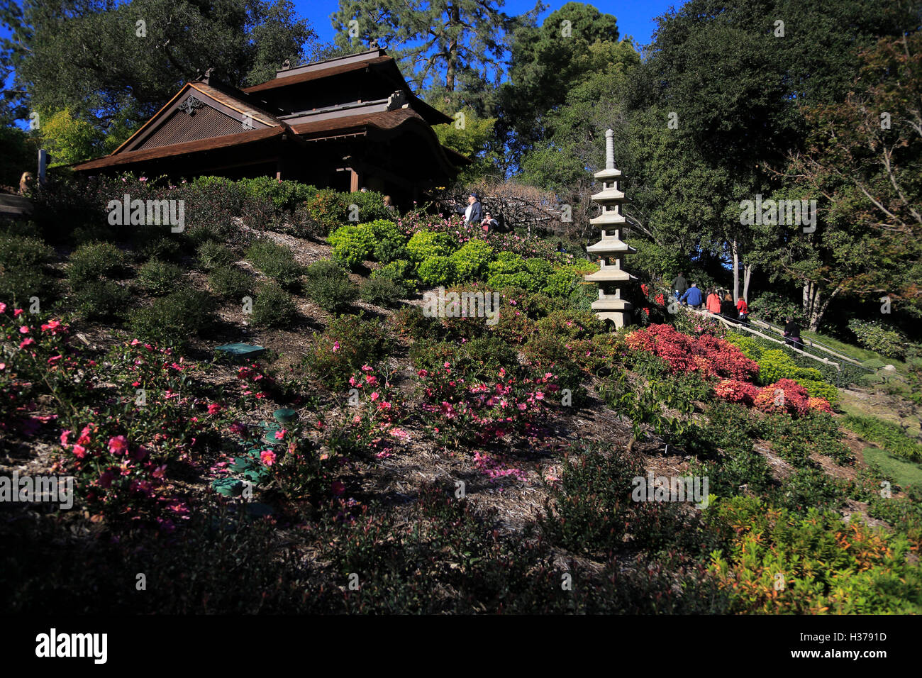 Stone pagoda in Japanese Garden in Huntington Library and Botanical ...