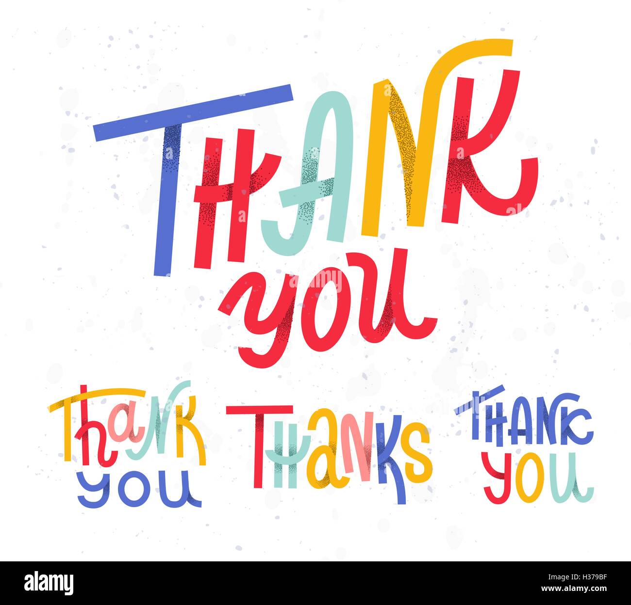 Collection of four custom colorful pieces of Thank you lettering, fun ...