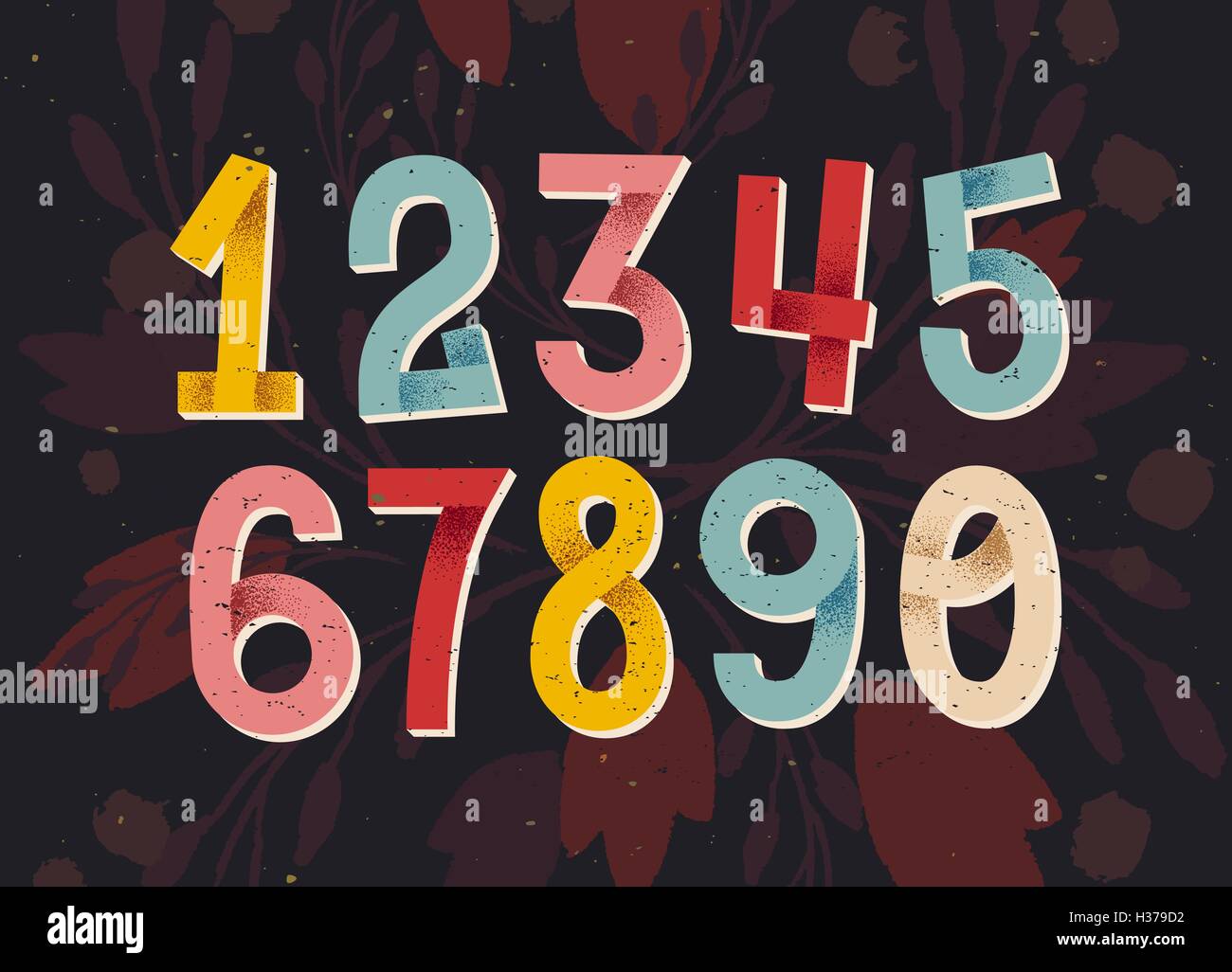 Colorful set of hand drawn numbers, folded paper numbers for your ...