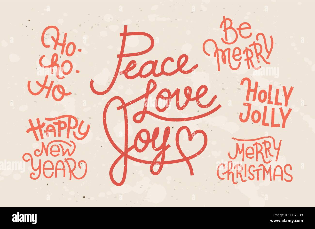 Collection of hand written Christmas phrases for invitations, greeting ...