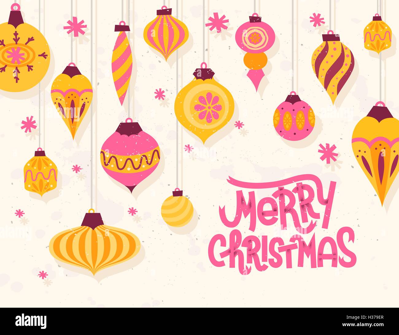 Festive Christmas greeting card with 50s retro style christmas ...