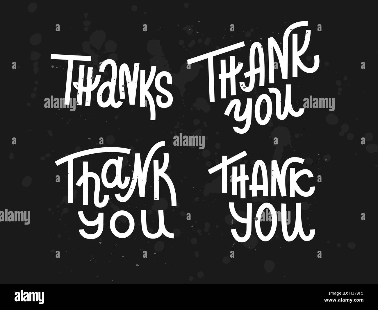 Collection of four custom pieces of Thank you lettering, fun style ...