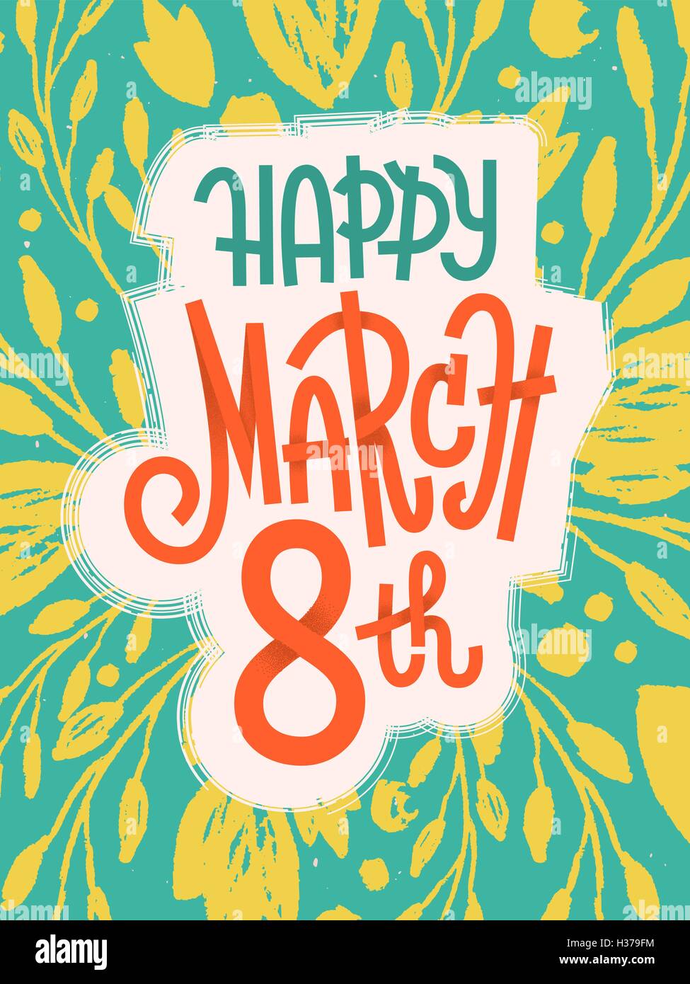 Happy 8th of March, the international women's day, girly greeting card ...